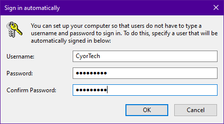 Bypass User Password Prompt On Windows Start • CyorTech